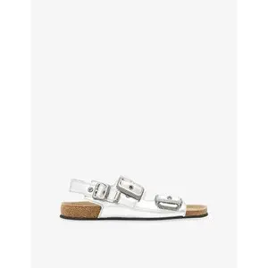 ALLSAINTS Staffa Leather Sandals - Silver Shine