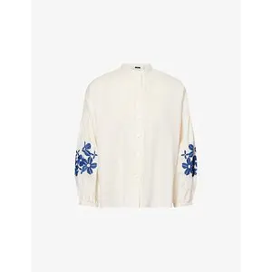 Max Mara Floral-embroidered Linen Shirt