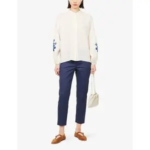 Max Mara Floral-embroidered Linen Shirt