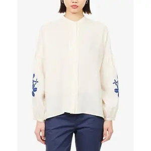 Max Mara Floral-embroidered Linen Shirt