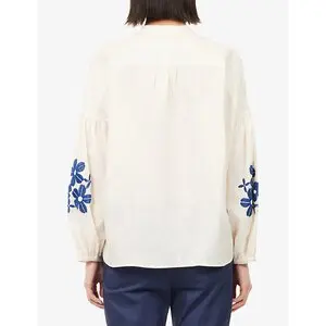 Max Mara Floral-embroidered Linen Shirt