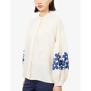 Max Mara Floral-embroidered Linen Shirt