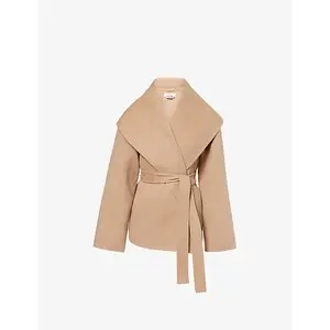 Gabriela Hearst Harris Wrap Belted Cashmere Jacket - Camel