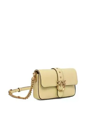 Pinko Love Birds Leather Mini Crossbody Bag - Yellow
