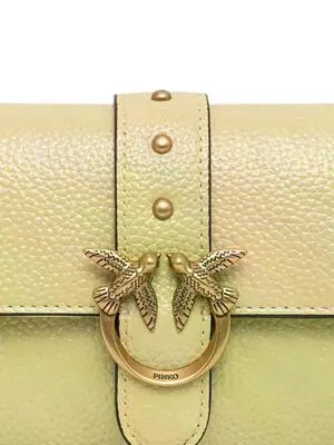 Pinko Love Birds Leather Mini Crossbody Bag - Yellow