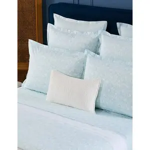 YVES DELORME Capri Floral-print Cotton-sateen Oxford Pillowcase 65cm X 65cm - Aqua