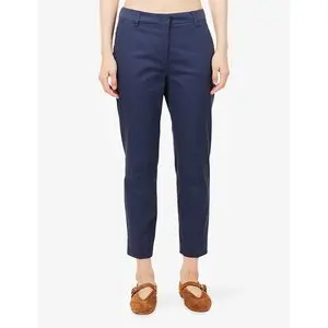 Max Mara Cropped Cigarette Slim-fit Trousers - Navy