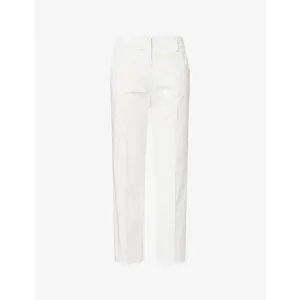 Max Mara Cropped Cigarette Slim-fit Cotton Trousers - White