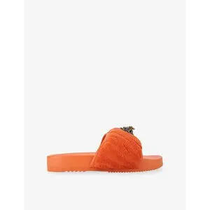 Kurt Geiger Eagle Puff Fabric Slides - Orange