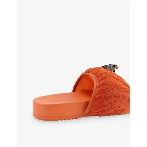 Kurt Geiger Eagle Puff Fabric Slides - Orange