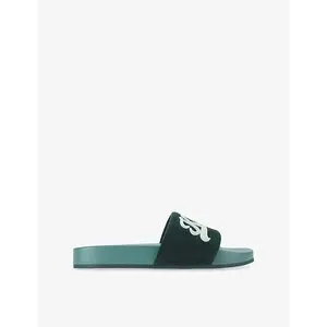 Kurt Geiger Script Suede Slides - Dark Green