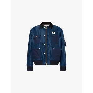 Sacai X Carhartt Wip Logo-patch Canvas Jacket S Blue