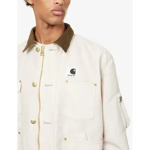 Sacai X Carhartt Wip Logo-patch Canvas Jacket - Ivory