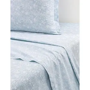 YVES DELORME Capri Cotton Flat Sheet - Aqua