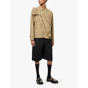 Simone Rocha Gathered Flower Sash Asymmetric Cotton-blend Jacket - Khaki