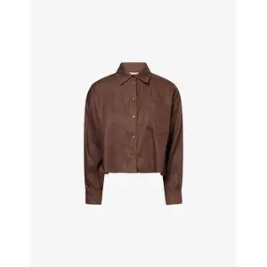 Max Mara Crop Relaxed Linen Shirt - Chocolate