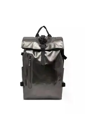 Rains Glossy Roll-Top Backpack Silver