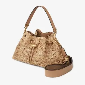 JIMMY CHOO Cinch Medium Raffia Shoulder Bag - Neutral