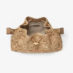 JIMMY CHOO Cinch Medium Raffia Shoulder Bag - Neutral