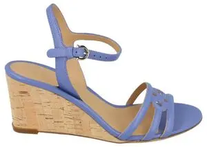 FERRAGAMO Fieri Leather Wedge Sandals - Blue