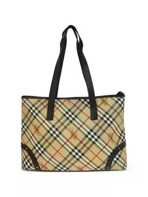 Burberry 1990s Check Pattern Shoulder Tote Bag