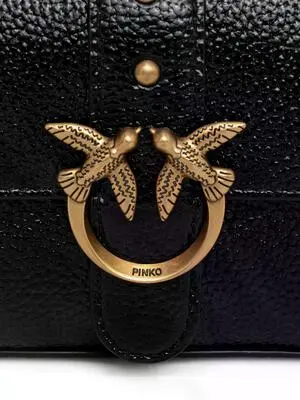 Pinko Love Birds Leather Mini Crossbody Bag - Black