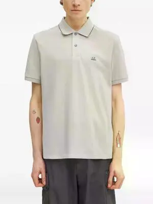 C.P. COMPANY Logo-embroidered Polo Shirt - Grey