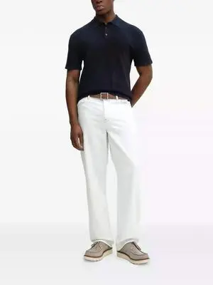 Michael Kors Ribbed-knit Polo Shirt - Blue