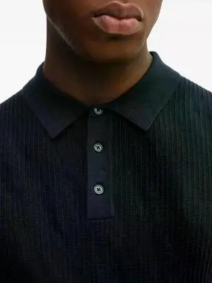 Michael Kors Ribbed-knit Polo Shirt - Blue