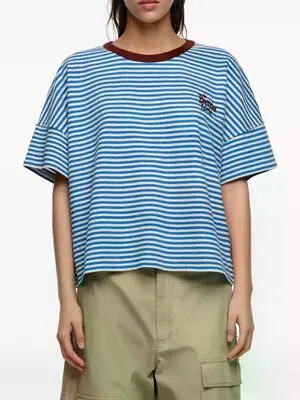Bimba Y Lola Striped Embroidered T-shirt - Blue