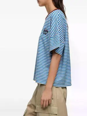 Bimba Y Lola Striped Embroidered T-shirt - Blue
