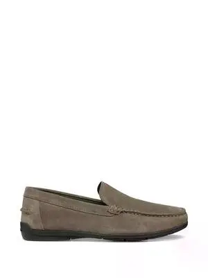 Geox Topstitched Suede Loafers - Grey
