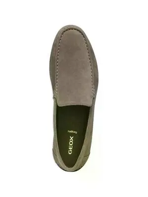 Geox Topstitched Suede Loafers - Grey