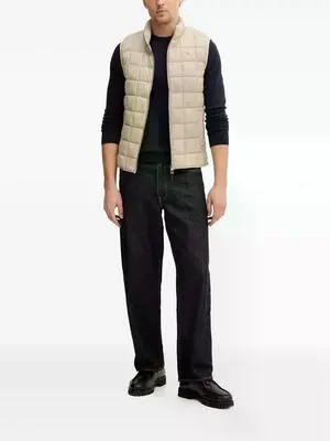 HACKETT Quilted Gilet With Logo Embroidery - Neutrals