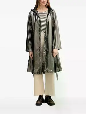 Rains Hooded Belted Coat - Grey