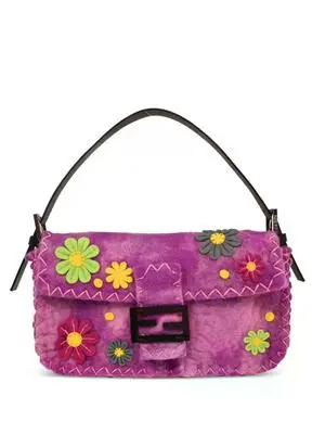 Fendi Baguette Handbag With Floral Embellishments
