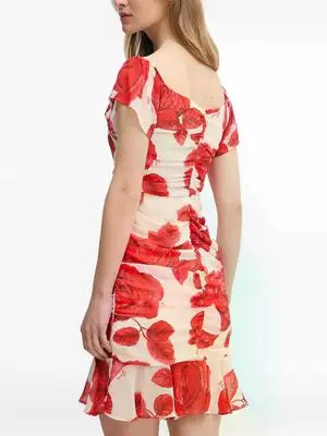 GAUDI Floral-print Ruched Mini Dress