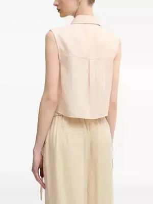 GAUDI Polo-collar Sleeveless Shirt - Neutrals
