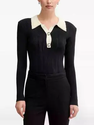 GAUDI Collar-embellished Polo Top - Black