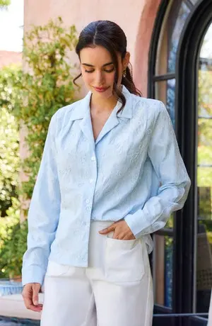 Karen Kane Embellished Button-up Shirt