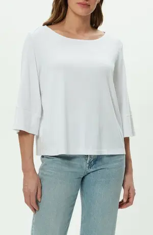 Michael Stars Rosalynn Boat Neck Knit Top - White