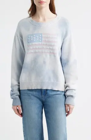 LoveShackFancy Lace Flag Detail Cotton Sweater - Selvedge Sky