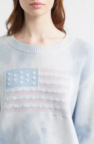 LoveShackFancy Lace Flag Detail Cotton Sweater