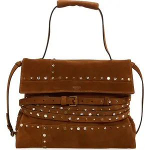 Moschino Studded Suede Shoulder Bag