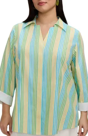 Foxcroft Taylor Stripe Cotton Button-up Shirt