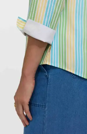Foxcroft Taylor Stripe Cotton Button-up Shirt