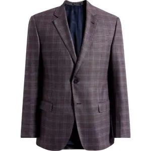 Emporio Armani Plaid Virgin Wool Sport Coat - Plum