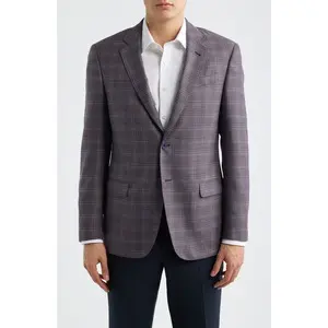 Emporio Armani Plaid Virgin Wool Sport Coat - Plum