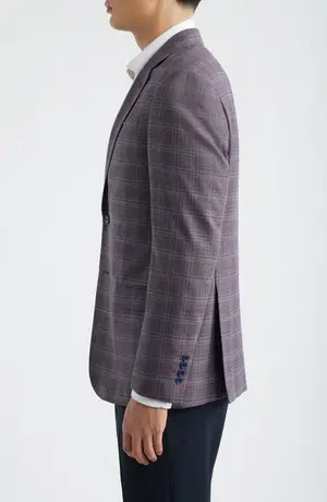 Emporio Armani Plaid Virgin Wool Sport Coat - Plum