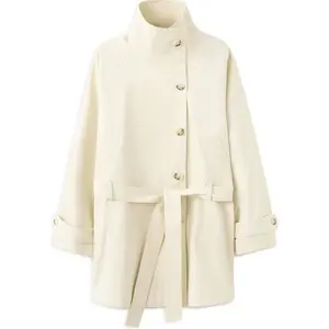 Mango Funnel Neck Belted Trench Coat - Ecru